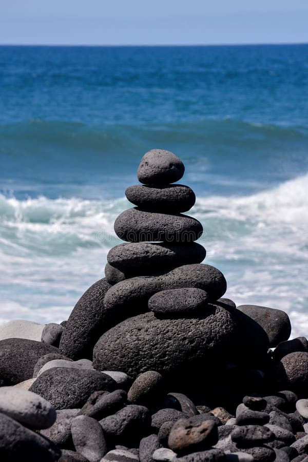 Stack of Stones on the Sea Beach Stock Image - Image of stones ...