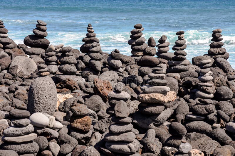 Stack of Stones on the Sea Beach Stock Photo - Image of background ...