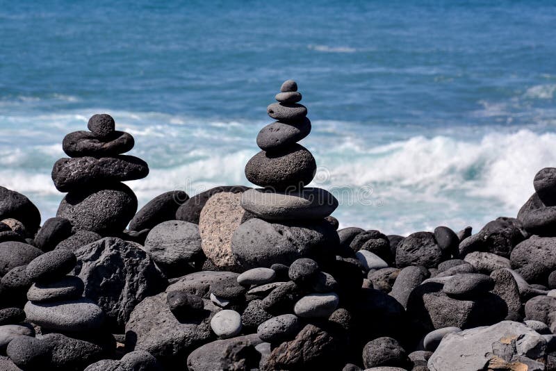 Stack of Stones on the Sea Beach Stock Image - Image of pebble ...