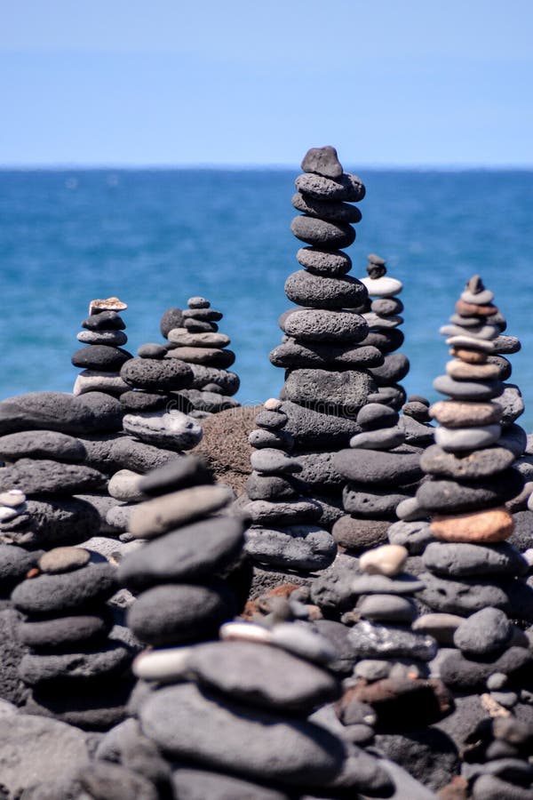 Stack of Stones on the Sea Beach Stock Image - Image of puerto, concept ...