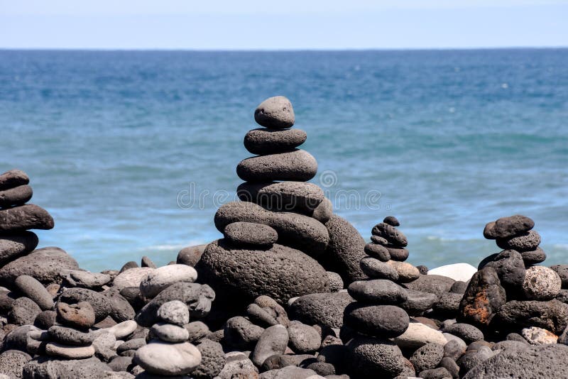Stack of Stones on the Sea Beach Stock Image - Image of pebble, balance ...