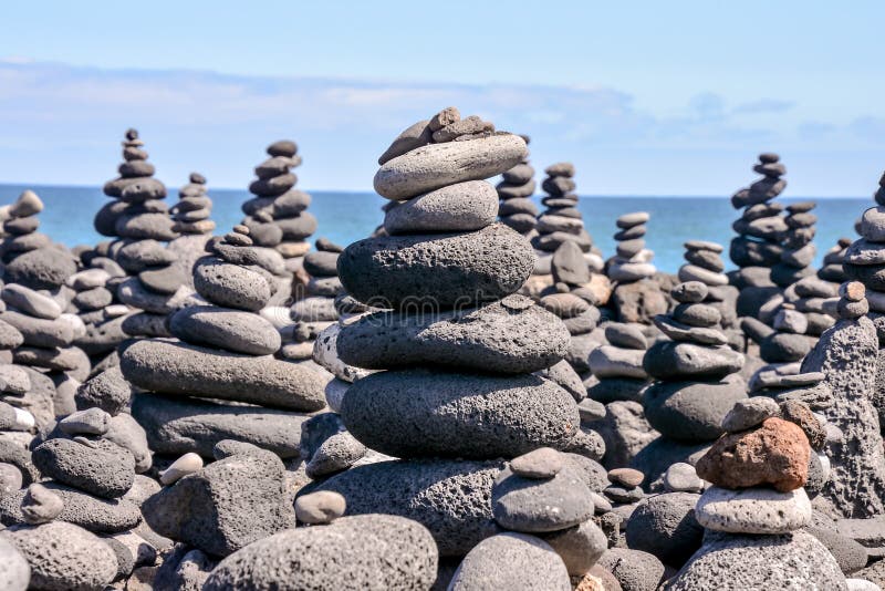 Stack of Stones on the Sea Beach Stock Photo - Image of pebble, harmony ...