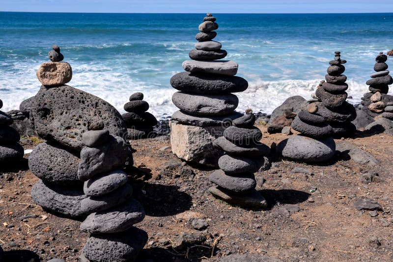 Stack of Stones on the Sea Beach Stock Photo - Image of stone, tenerife ...