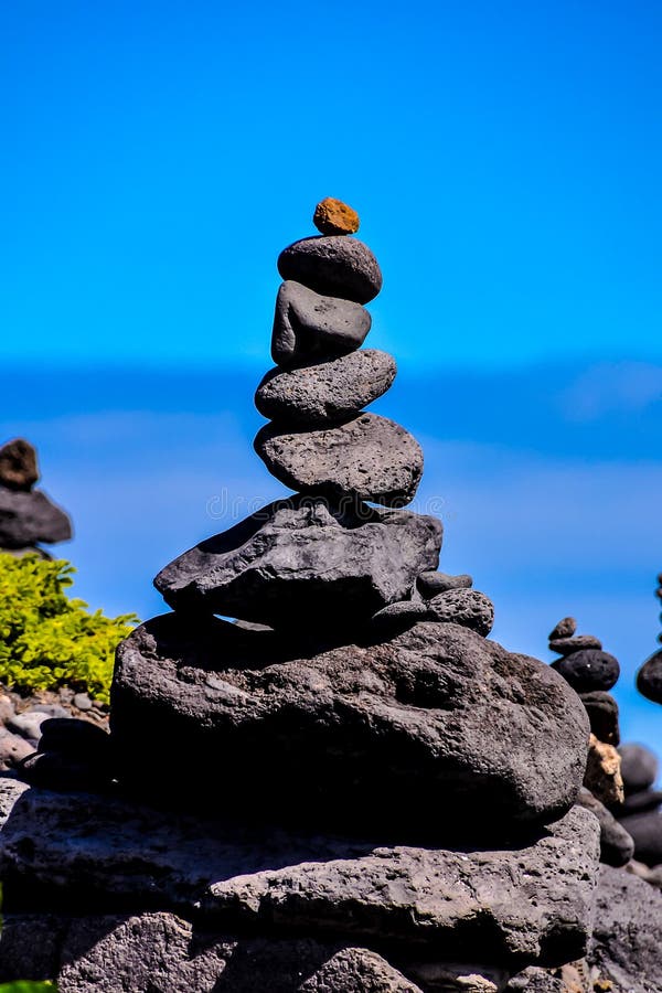 Stack of Stones on the Sea Beach Stock Photo - Image of concept, stack ...