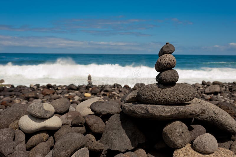 Stack of Stones on the Sea Beach. Stock Photo - Image of coast, health ...