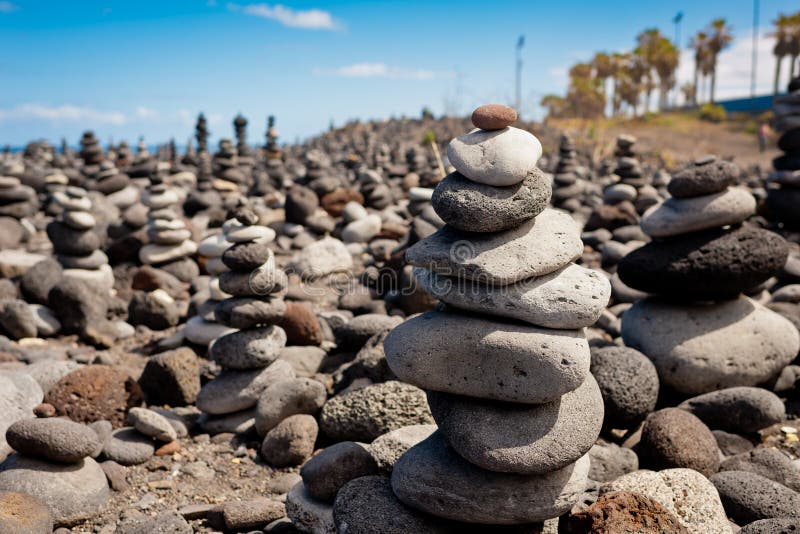 Stack of Stones on the Sea Beach. Stock Photo - Image of nature ...