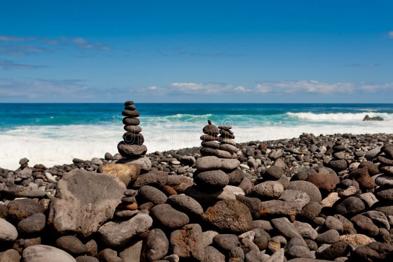 Stack of Stones on the Sea Beach. Stock Photo - Image of rock, relax ...