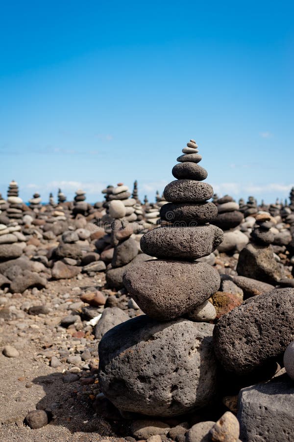 Stack of Stones on the Sea Beach. Stock Image - Image of rock, calm ...