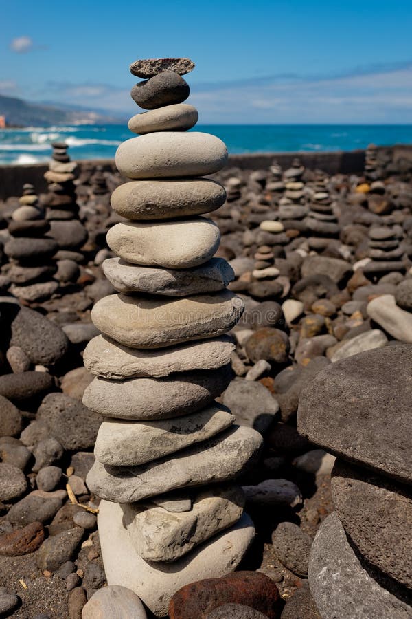 Stack of Stones on the Sea Beach. Stock Image - Image of therapy ...