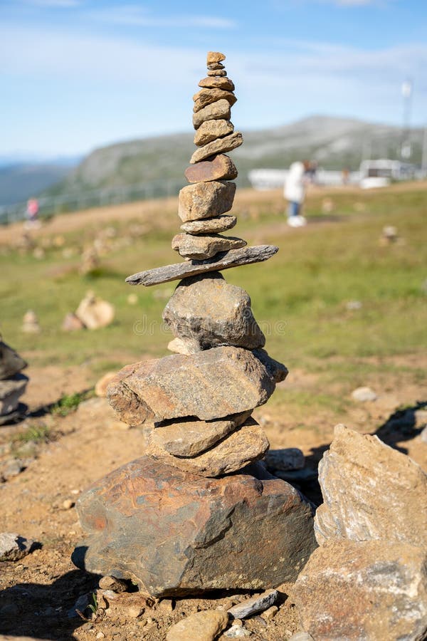 Stack of Stones in Tromso, Norway, Storsteinen Viewpoint Stock Photo ...