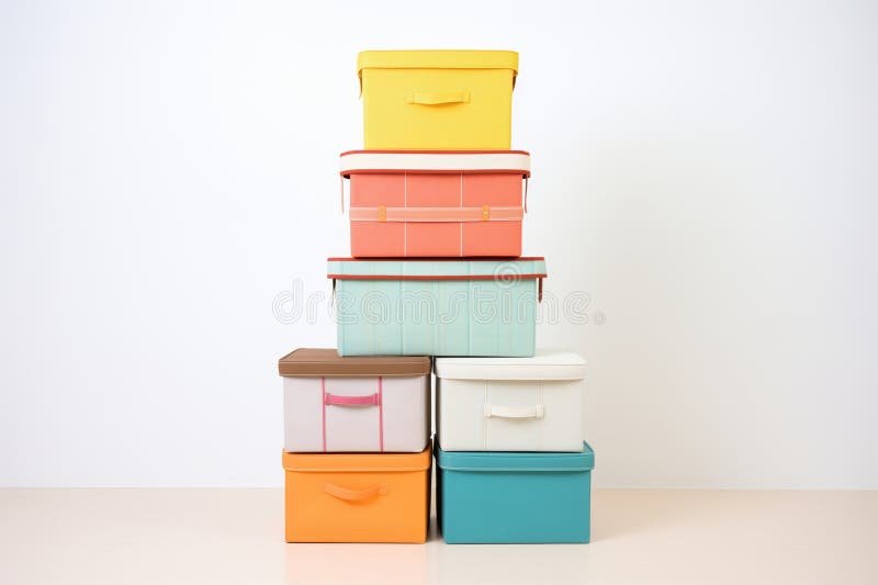 Stack of Storage Boxes in Various Colors Stock Image - Image of ...