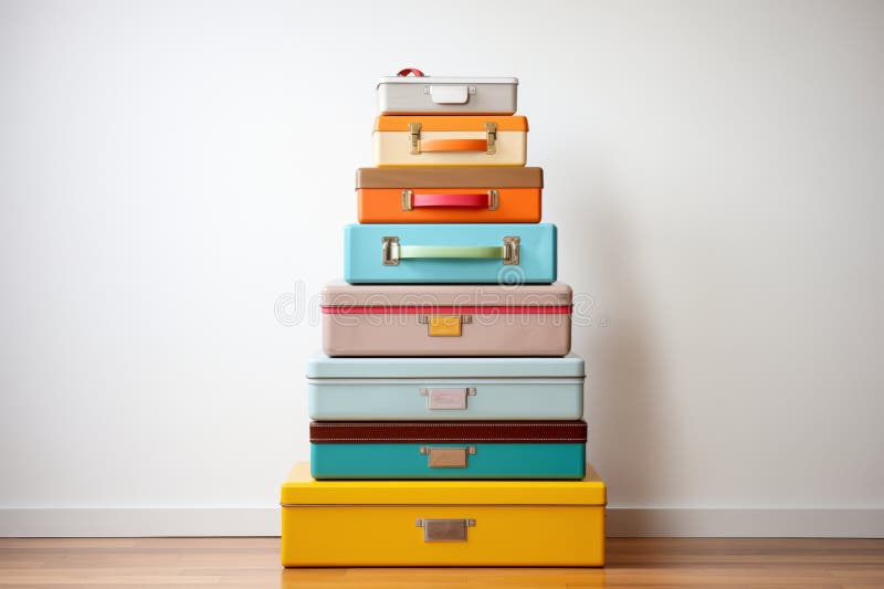 Stack of Storage Boxes in Various Colors Stock Photo - Image of storage ...