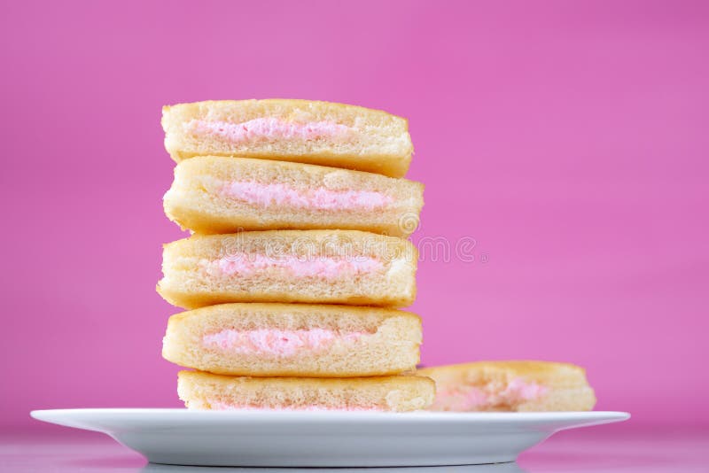A Stack of Strawberry Mini Cakes Stock Photo - Image of donut ...