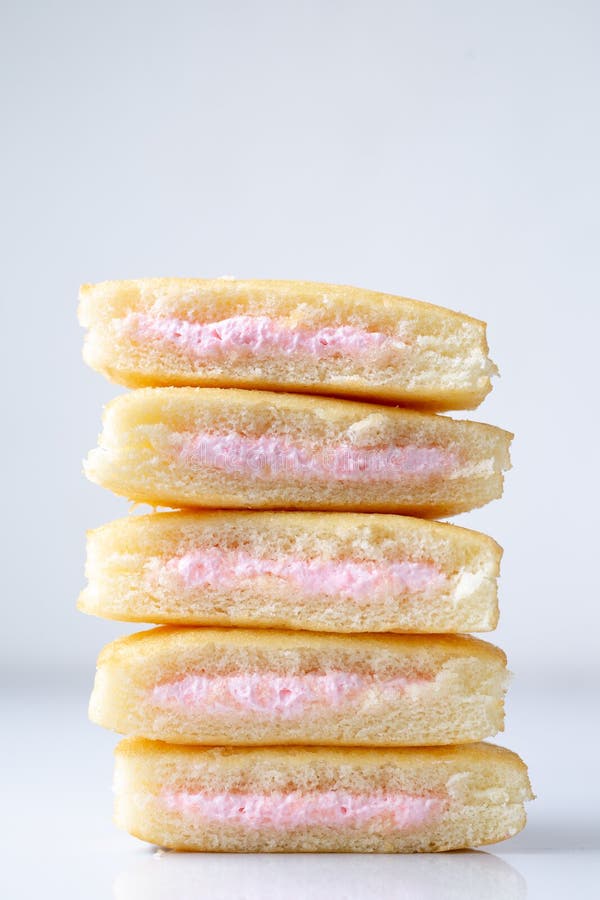 A Stack of Strawberry Mini Cakes Stock Photo - Image of pink, dessert ...