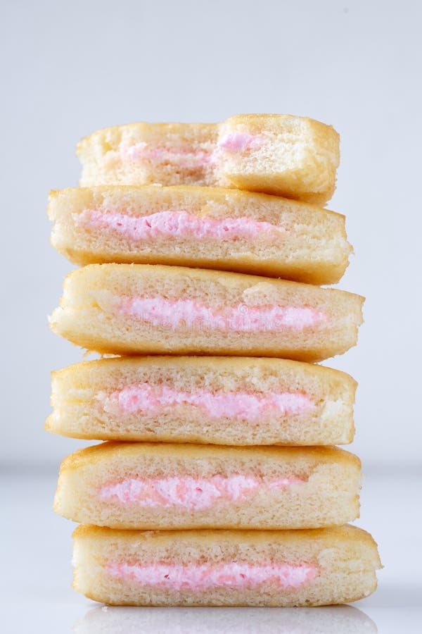 A Stack of Strawberry Mini Cakes Stock Image - Image of filling ...