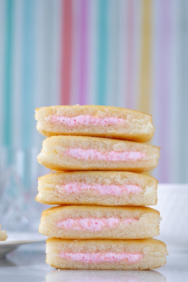 A Stack of Strawberry Mini Cakes Stock Photo - Image of hostess ...
