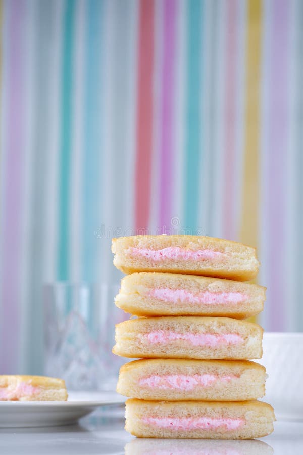 A Stack of Strawberry Mini Cakes Stock Photo - Image of breakfast ...