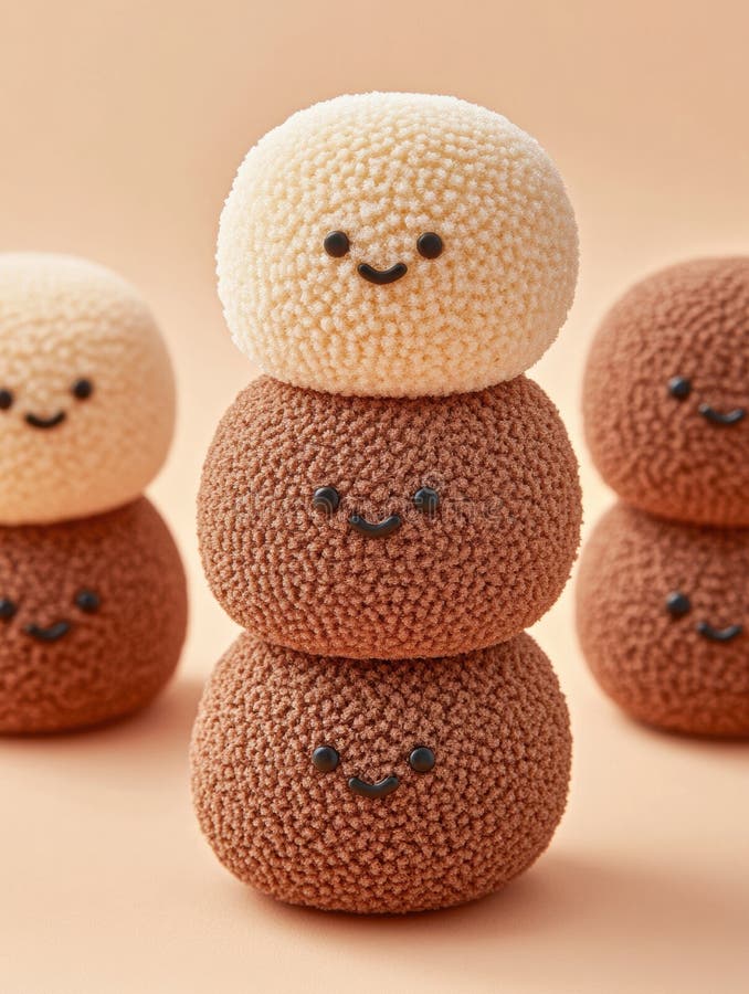 Stack of Stuffed Animals with Faces on Them Stock Illustration - Illustration of background ...