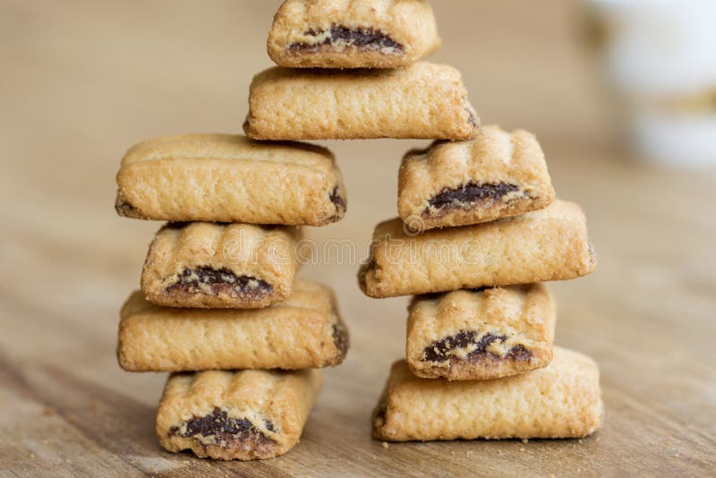 Stack of Stuffed Breakfast Chocolate Biscuits Stock Photo - Image of ...