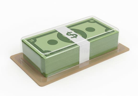 A Stack of Stylized Us Dollar Bills in Packaging, Isolated on White ...