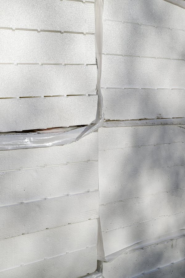Stack of Styrofoam Insulation Boards on Construction Site Stock Photo ...