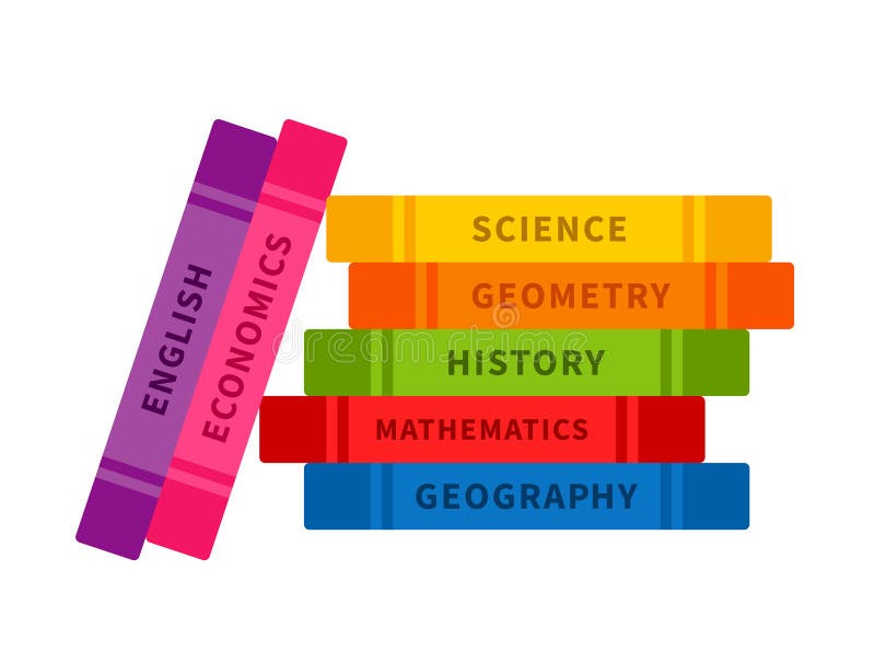 Stack of Subject Books for School Stationery Animated Cartoon Vector ...