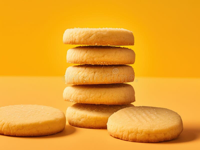 Stack of Cookies on Top of Blue Background. There are Five Cookies in ...