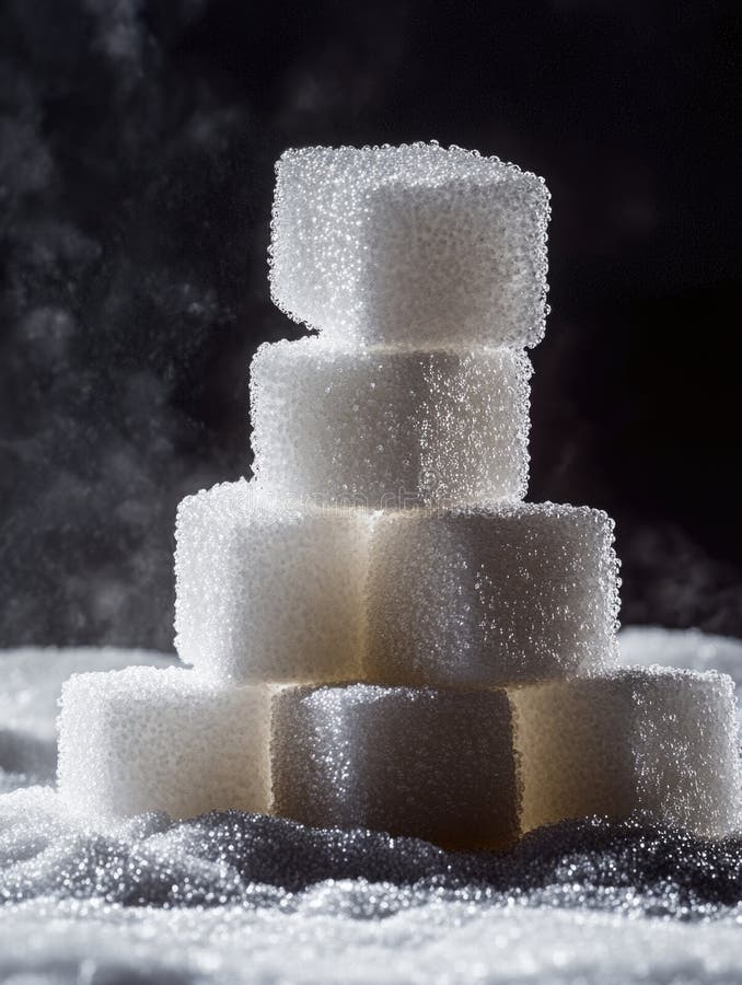 A Stack of Sugar Cubes on a Table Stock Image - Image of diet, grain ...
