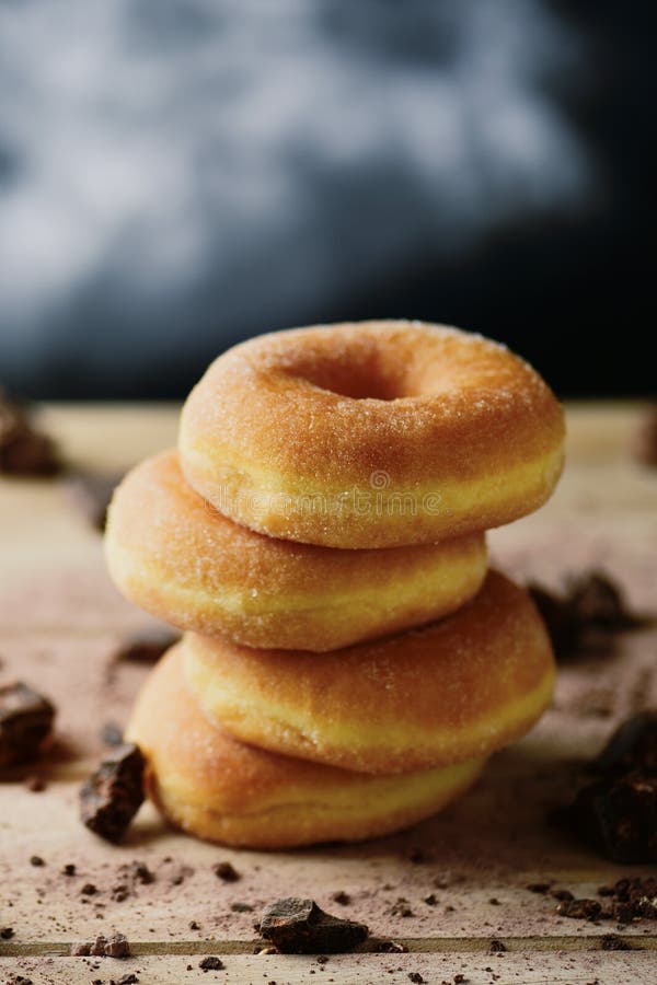 Stack of Sugar Glazed Donuts Stock Photo - Image of calories ...