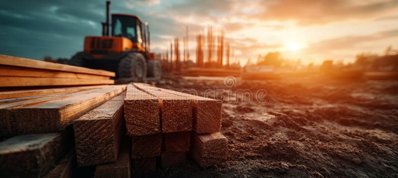 Stack of Sustainable Timber at Construction Site Eco-Friendly Building ...