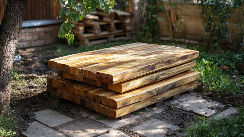 Stack of Sustainable Wooden Planks at a Construction Site Eco Friendly ...