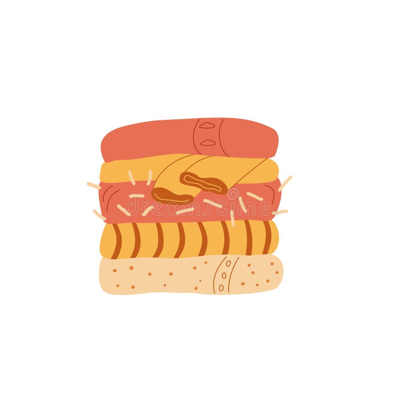 Stack of Sweaters Isolated on White Background. Pile of Folded Jackets ...