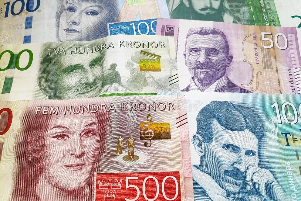 Stack of Swedish Krona and Serbian Dinar Stock Photo - Image of ...