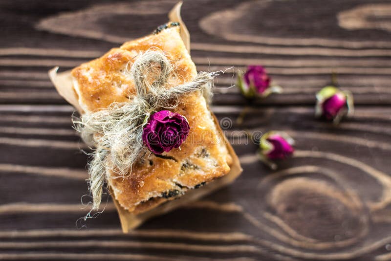 Stack of Sweet Crackers Decorated with Roses on Rustic Backgroun Stock ...