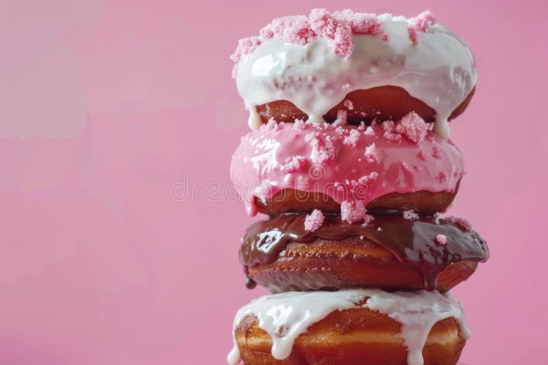 Stack of Sweet Glazed Donuts Stock Image - Image of stack, food: 335633947