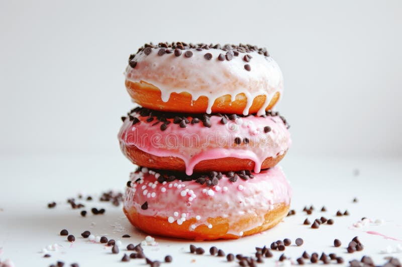 Stack of Sweet Glazed Donuts Stock Photo - Image of food, generated ...
