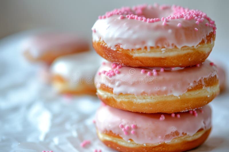 Stack of Sweet Glazed Donuts Stock Image - Image of white, glazed ...