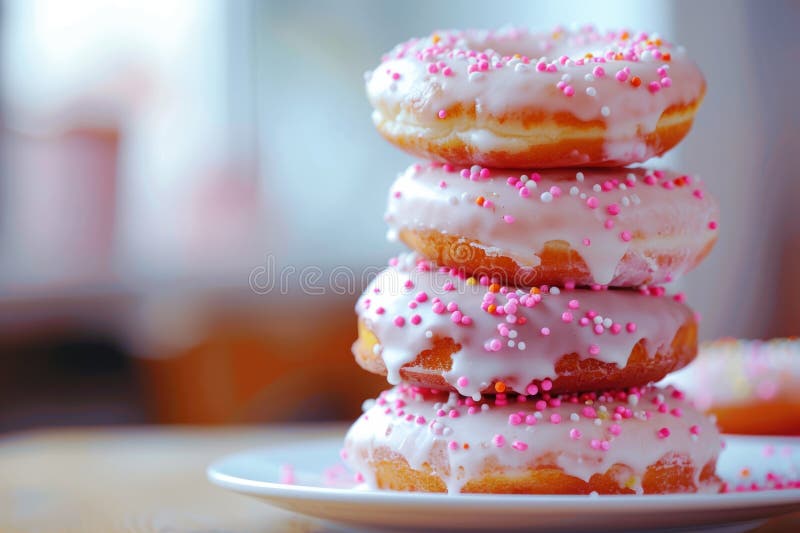 Stack of Sweet Glazed Donuts Stock Photo - Image of donuts, sugar ...