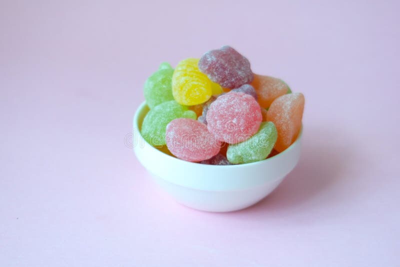 Stack of Sweet Jelly in a Bowl on Pink Stock Image - Image of ceramic ...