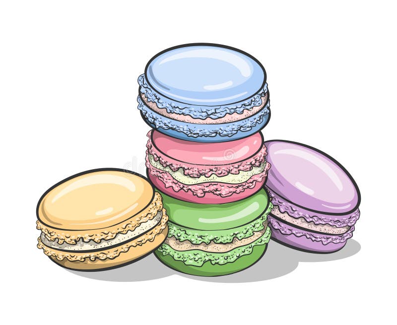 Stack of sweet macarons stock vector. Illustration of yellow - 343639685