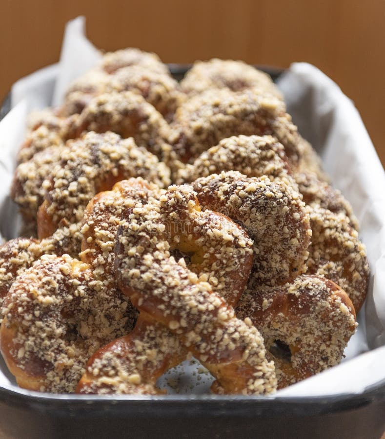 Stack of Sweet Pastry with Honey and Nuts. Romanian Traditional Pastry ...