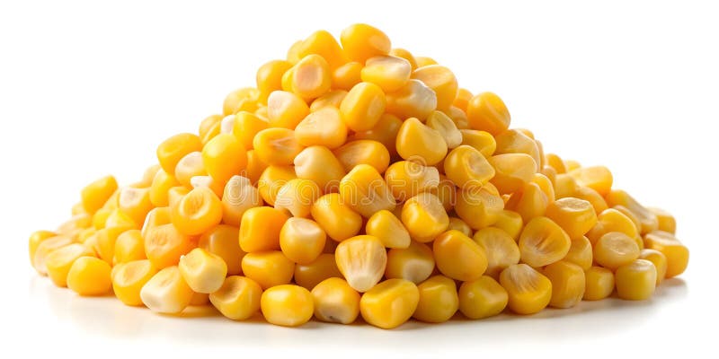A Stack of Sweetcorn Kernels Isolated on White Background Stock ...