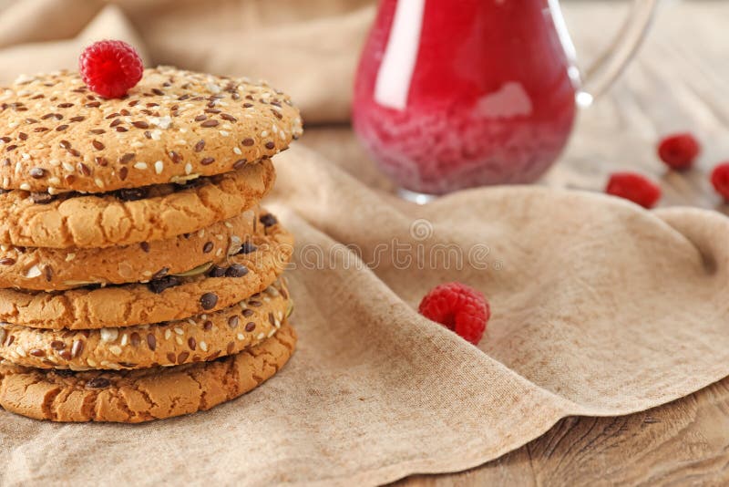 Stack of Tasty Cookies on Table Stock Photo - Image of crunchy ...