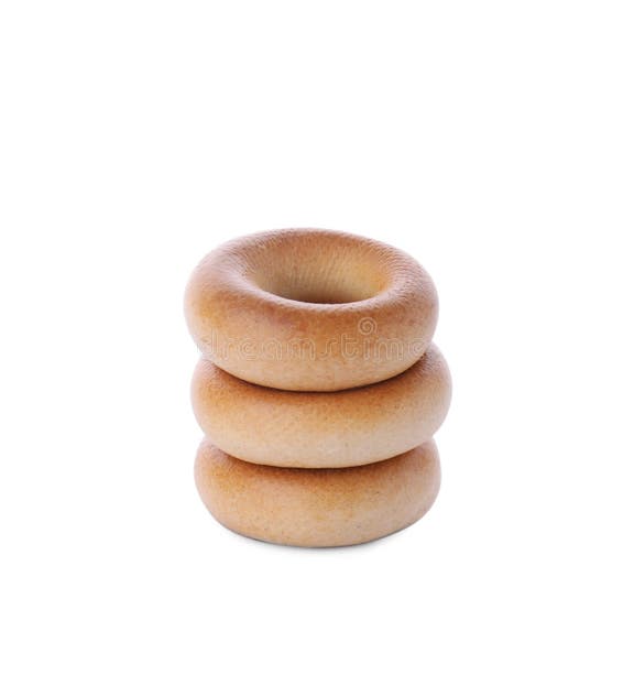 Stack of Tasty Dry Bagels Sushki on White Background Stock Image ...