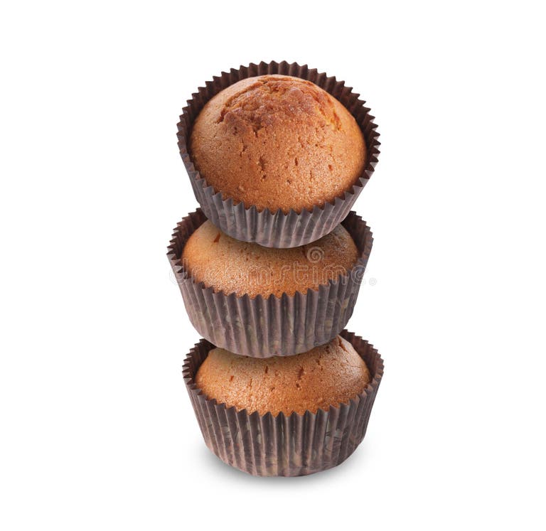 Stack of Tasty Muffins on White Background Stock Photo - Image of ...