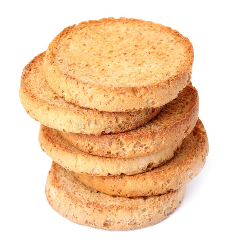 Stack of Tasty Organic Rusks Isolated on White Stock Photo - Image of ...