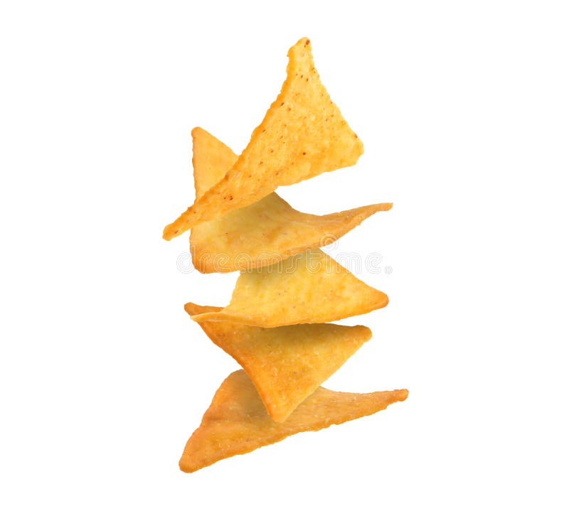 Stack of Tasty Tortilla Chips on White Background Stock Image - Image ...