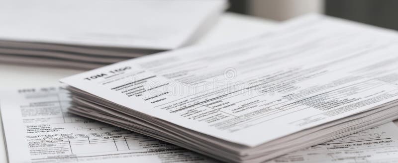 The Stack of Tax Forms Awaiting Review on a Modern Office Table. AI ...