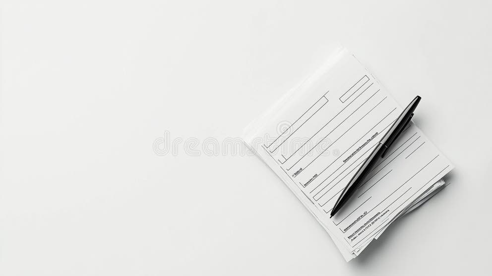 Stack of Tax Return Papers with a Pen on a Desk Stock Illustration ...