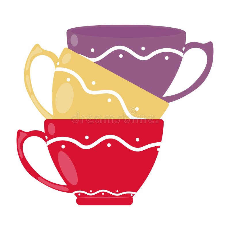 Stack of Tea Cups of Different Colors Stacked One on Top of the Other ...